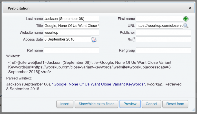 How to add Wikipedia references for a website (few simple steps)