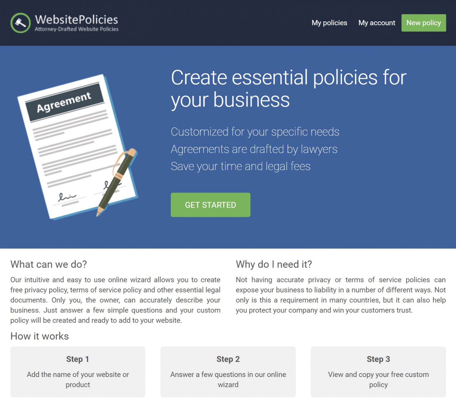 WebsitePolicies.com - Quickly Generate Free Website Policies